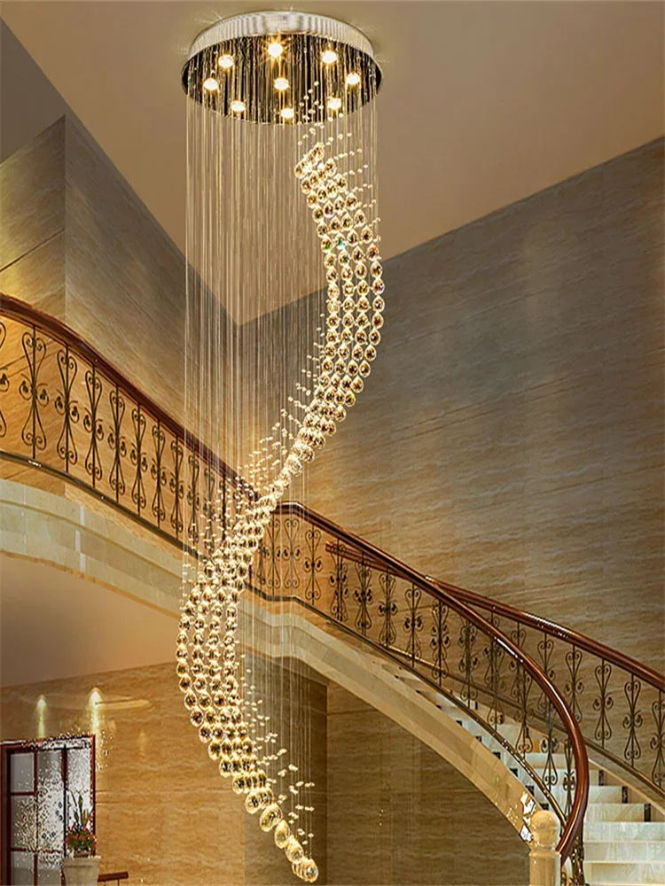 Crystal Modern Chandelier Single Spiral Ladder LED Chandeliers For