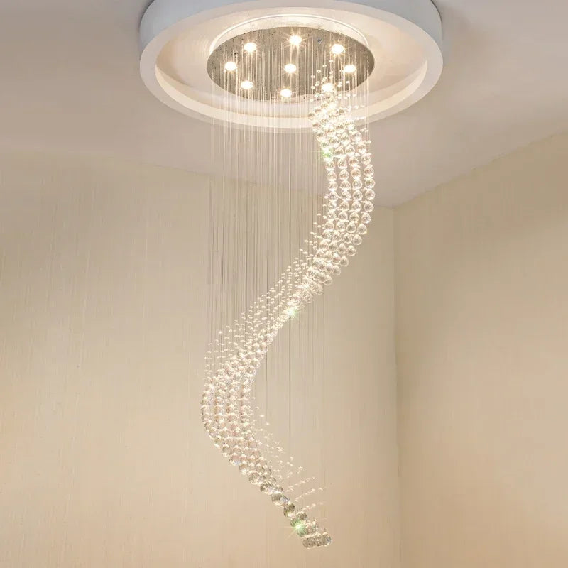 Crystal Modern Chandelier Single Spiral Ladder LED Chandeliers For