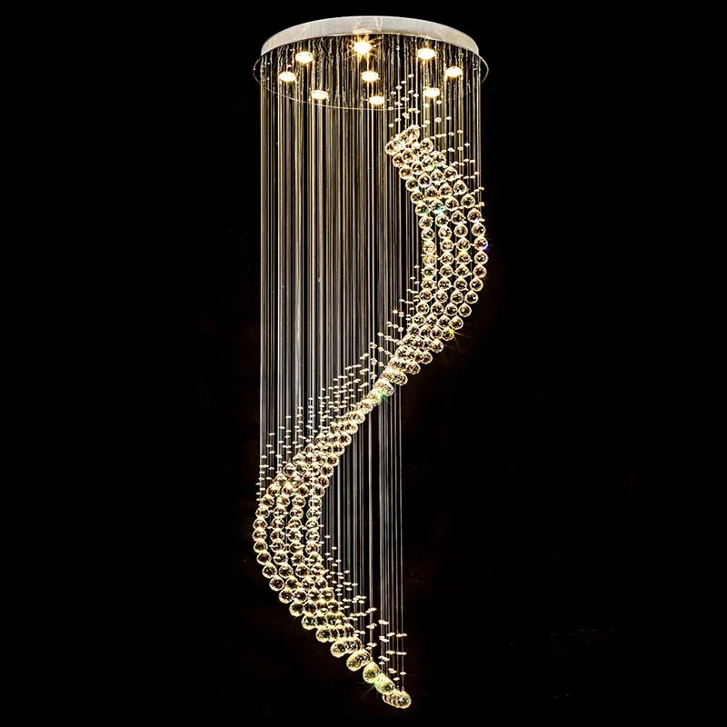 Crystal Modern Chandelier Single Spiral Ladder LED Chandeliers For