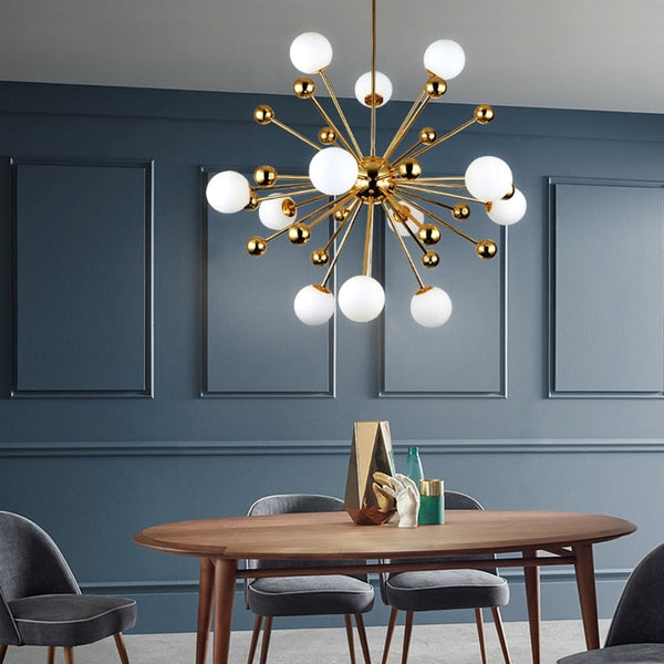 Postmodern Nordic Gold Sparkle Chandelier Light Firework Satellite Gla