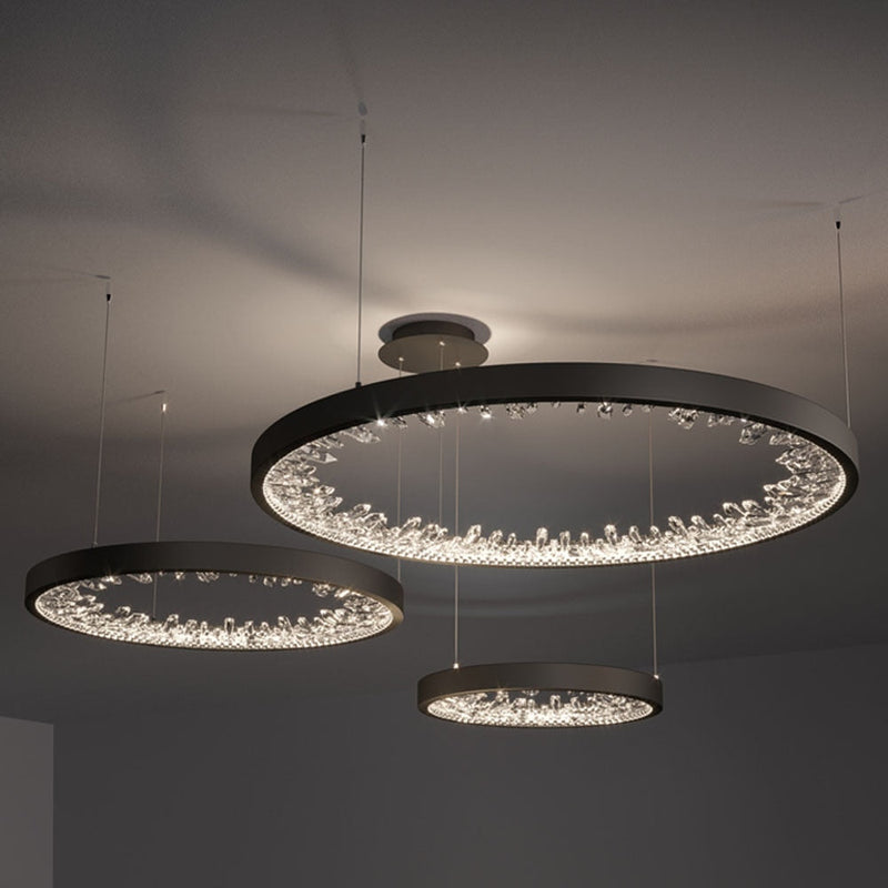 Ring Design Modern LED Chandelier Lamp Crystal Living Lighting Dimmabl