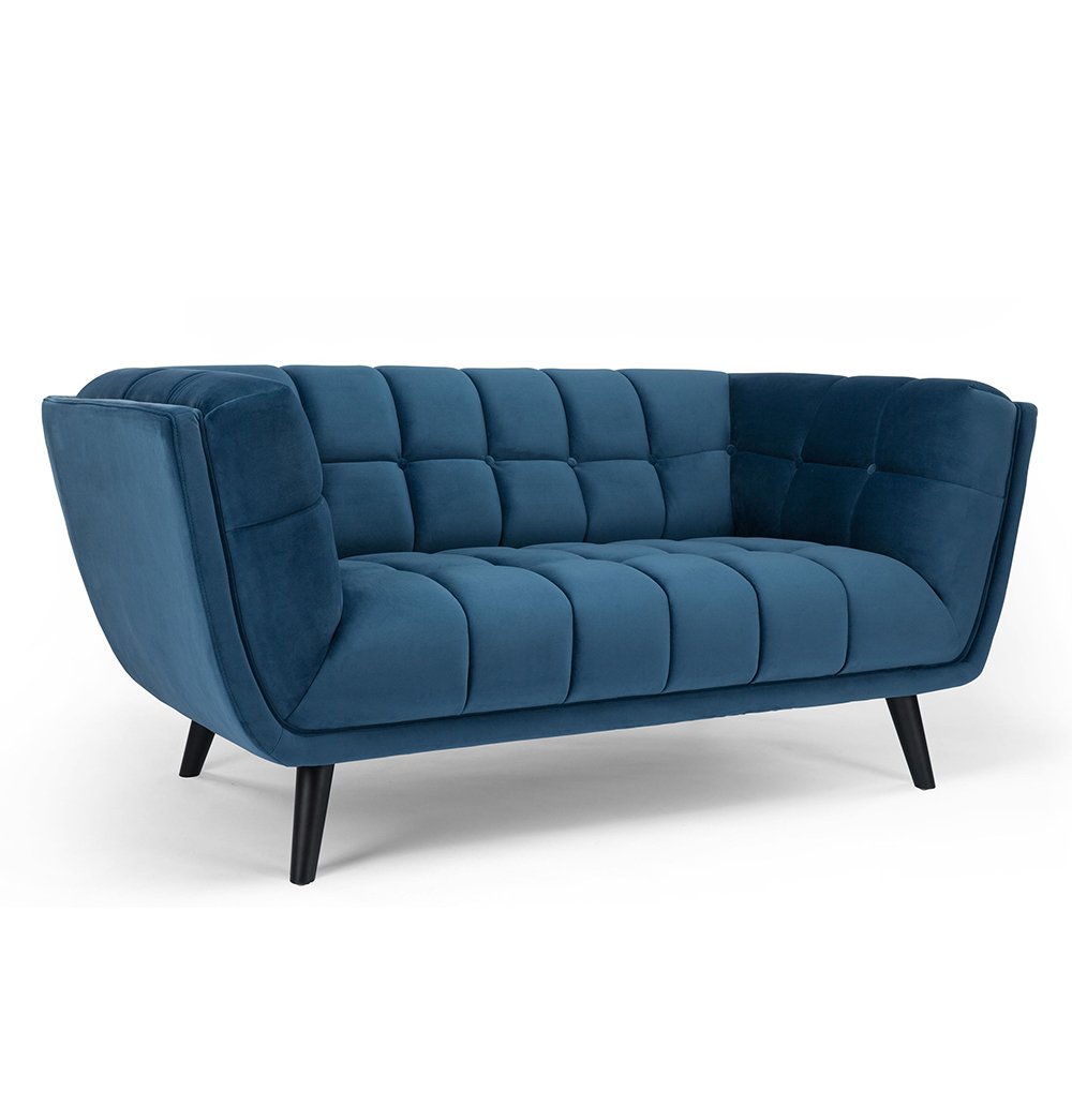 Lucas - Blue Velvet 2-Seater Sofa