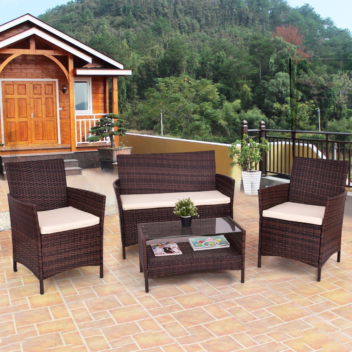 Declan - 4 Piece Patio Rattan Furniture